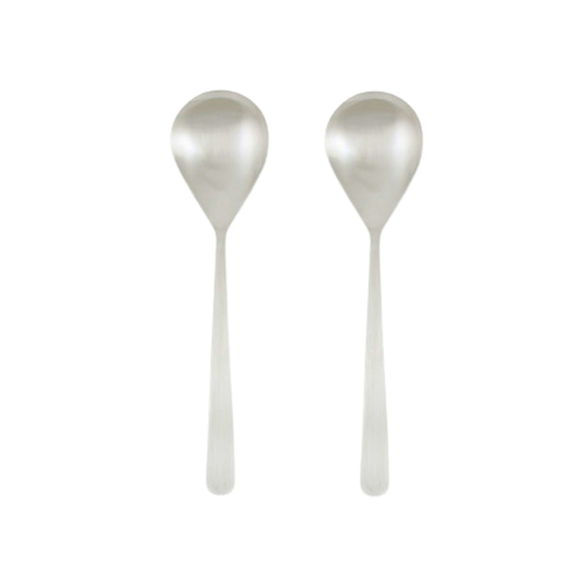 Oslo Brushed Stainless Steel 2 Piece Serving Spoon Set – Canvas Home